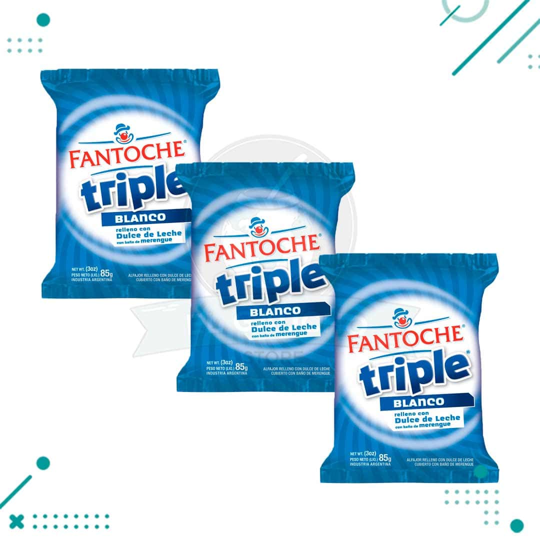 Alfajor Fantoche Triple Blanco, Relleno con Dulce de Leche (85gr) (pack ...
