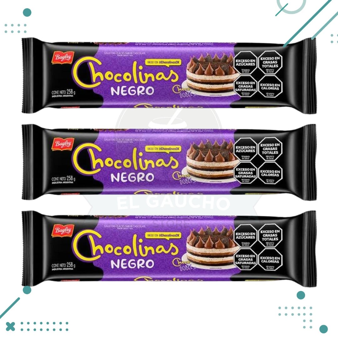 Galletitas Chocolinas NEGRO (258gr) (pack de 3u) (774gr) - El Gaucho Store