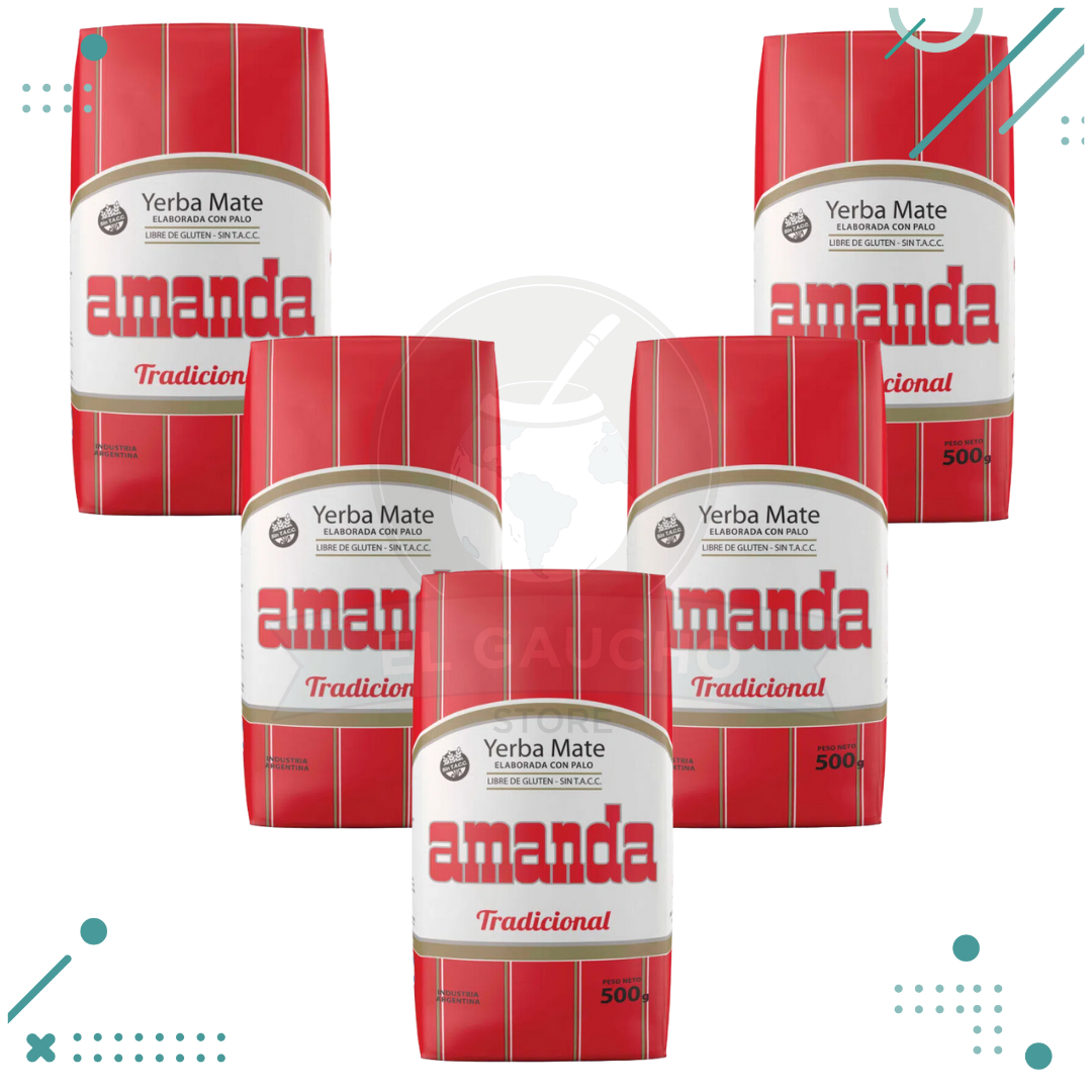 Yerba Mate Amanda Tradicional (500gr) (pack 5 un)(2.5kg) - El Gaucho Store