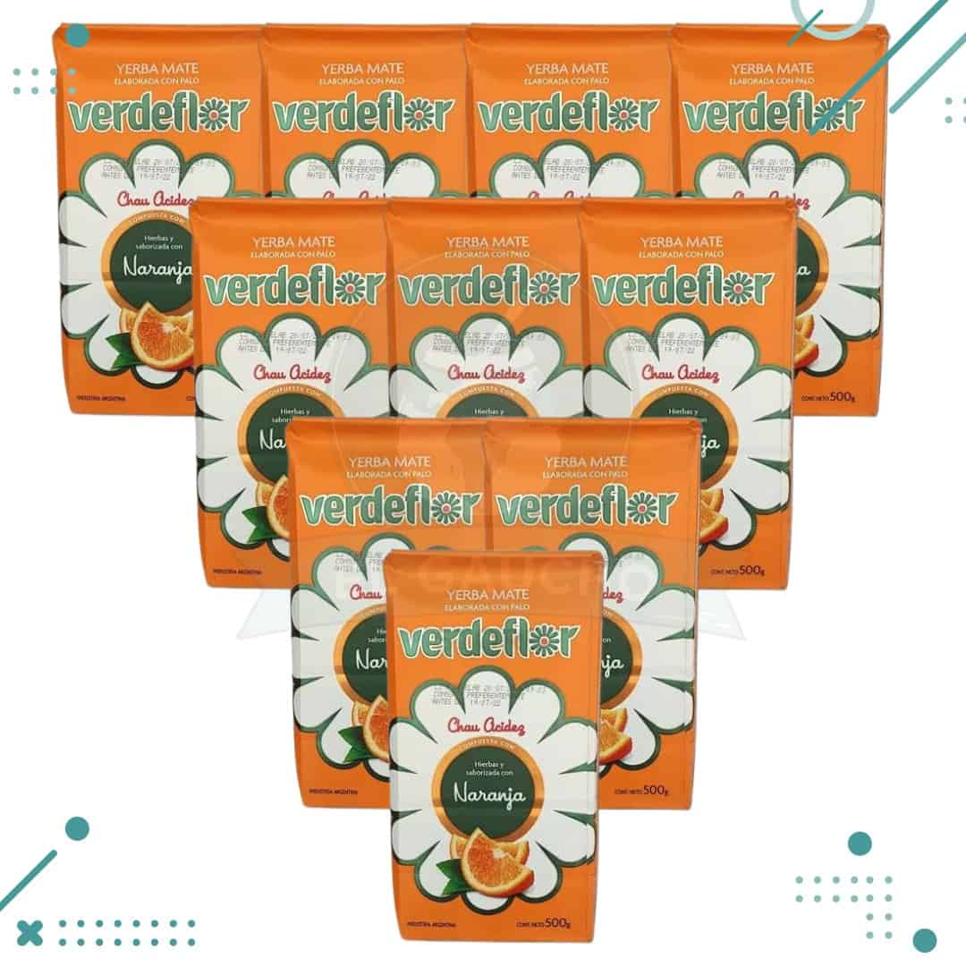 Yerba Mate VerdeFlor Sabor Naranja (500g) (pack 10) (5kg) - El Gaucho Store